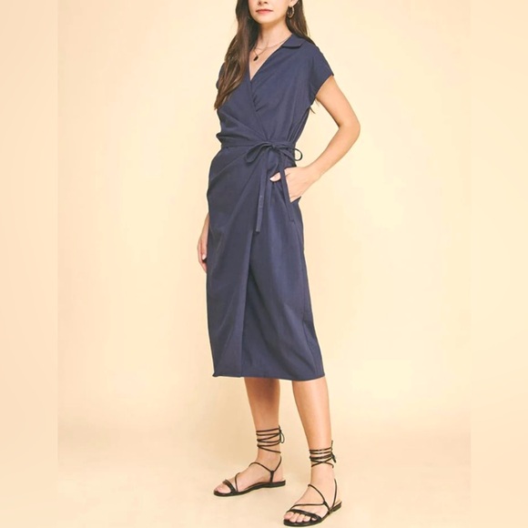 Pinch | Dresses | Pinch Navy Midi Wrap Dress | Poshmark